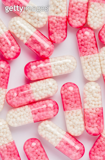 Pills for the treatment of stomach ulcers or gastritis. Closeup 이미지 ...