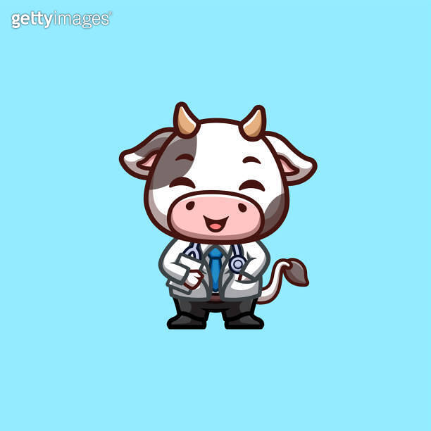 Cow Doctor Cute Creative Kawaii Cartoon Mascot Logo 이미지 (1410966513 ...