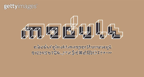 Module font, alphabet made in line 3d style, vector illustration 10EPS ...