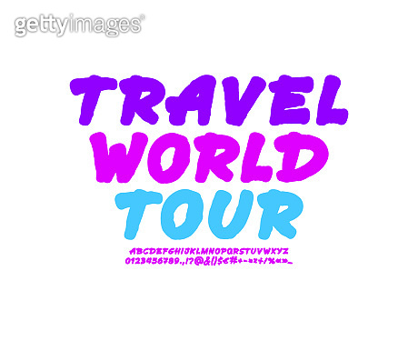 Comic colored font, script alphabet, calligraphy cursive typeface ...