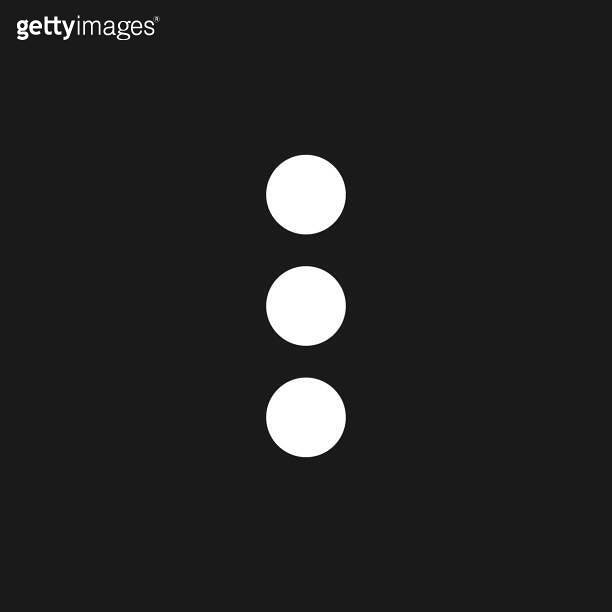 Three vertical dots menu dark mode glyph ui icon 이미지 (1410270333) - 게티이미지뱅크