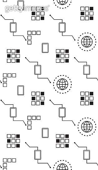 Seamless pattern with technological chains. Communication between ...