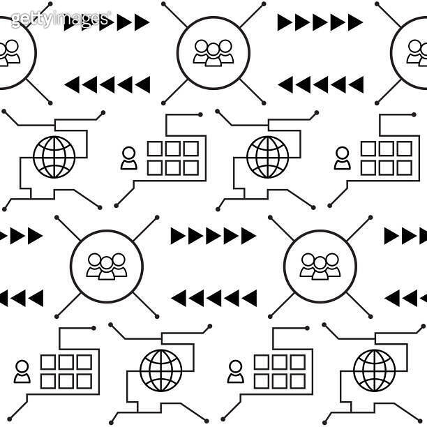 Seamless pattern with technological chains. Communication between ...