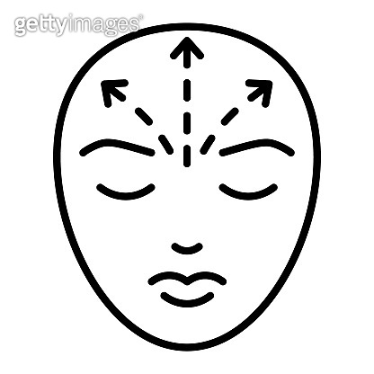 Face procedure on forehead, medical beauty, line icon. Facelift ...