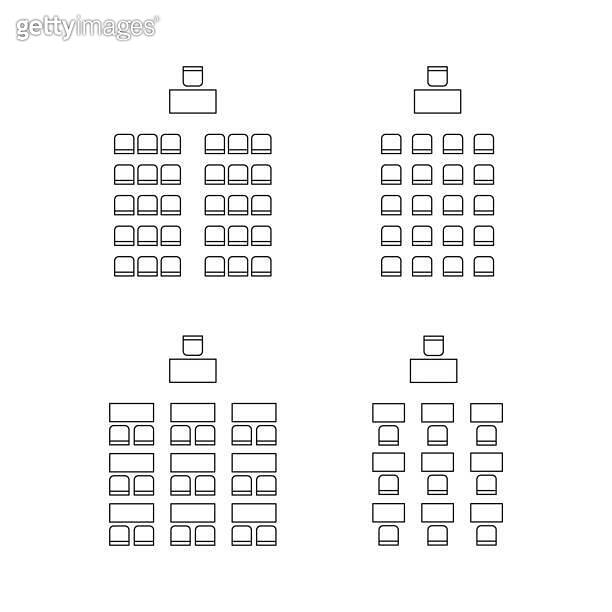 Set of plan for arranging seats in interior, auditorium with place ...