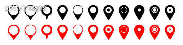Map pointers icons set. Map marker in different shapes. Vector isolated ...
