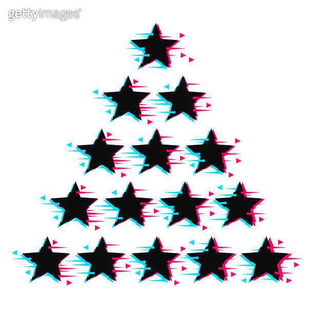 Rate us concept - Glitch star rating isolated on white background. Flat ...