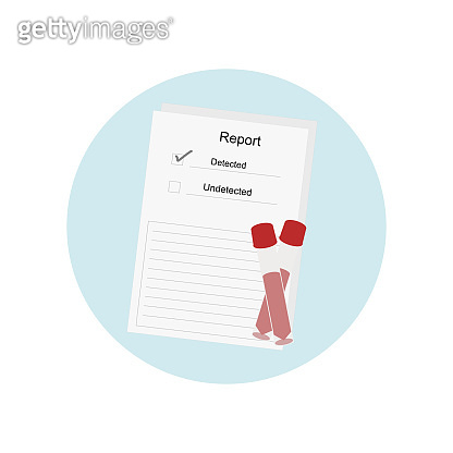 The Vector icon of report sheet and sample tubes that show the ...