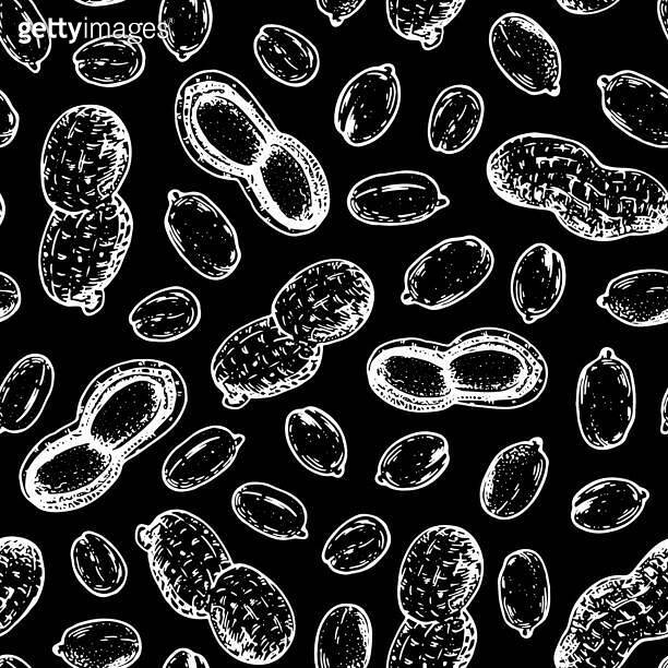 Peanuts seamless pattern. Peanuts nuts hand drawn sketch. Nuts vector ...