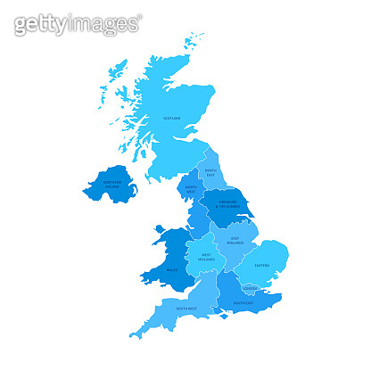 United Kingdom UK Regions Map with Editable Outline Vector Illustration ...