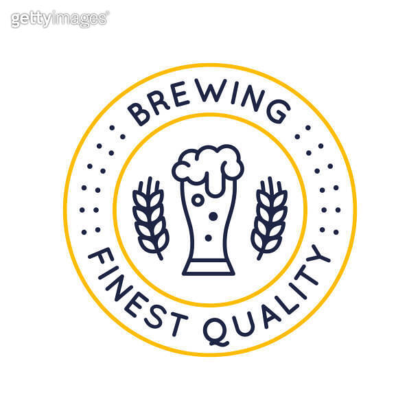 Brewing logo. Circle icon with a glass of beer designed for beerhouses ...