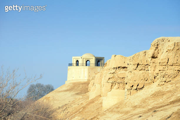 Ancient city walls of Balkh - ruined towers and ramparts and the Ayaran ...