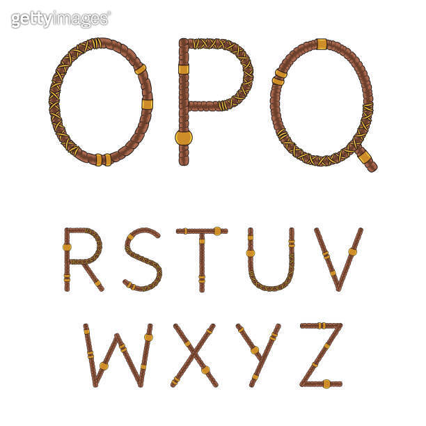 Font, alphabet, letters from dreadlocks from O to Z. Isolated vector ...