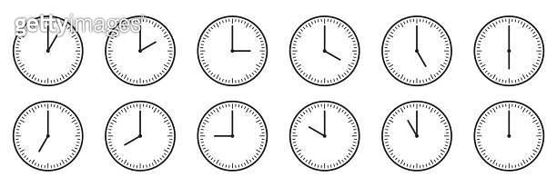 Set of clock icons for every hour. Isolated. Vector EPS 10 이미지 ...