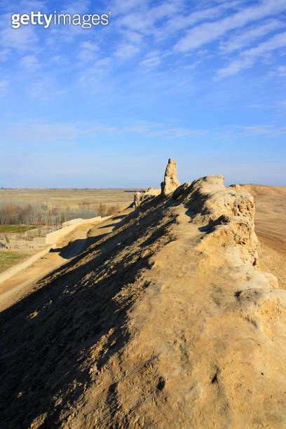 Ancient Balkh archeological site - the city walls of the citadel - view ...