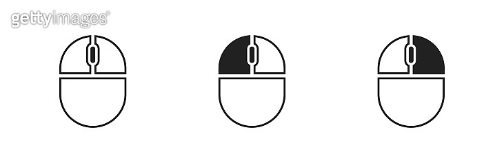 Computer mouse icon set. Linear icon. Left and right button click ...