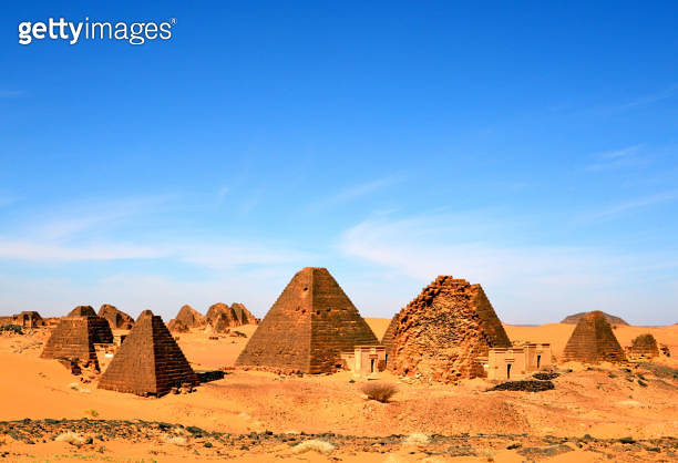 Meroe pyramids and Sahara desert, South and North cemeteries ...