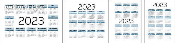 Calendar 2023 set. Color english calender template collection 이미지 ...