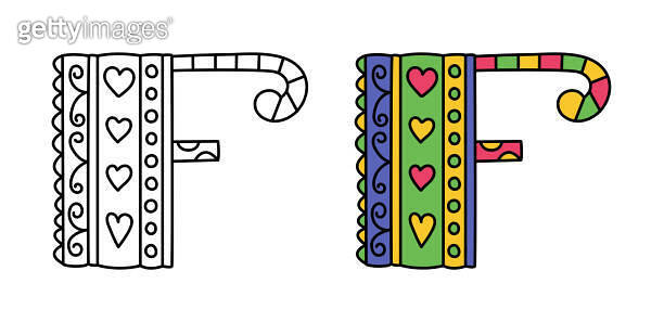 Doodle letter F. Hand drawn line ABC. Sketch alphabet. Kids ...