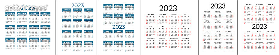 Calendar 2023 set. Color english square calender collection (1426148580 ...