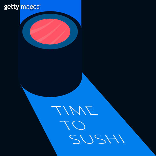 Sushi time banner in retro style. Time to sushi text. Isolated sushi ...