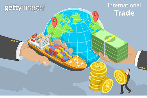 3D Isometric Flat Vector Conceptual Illustration of International Trade ...