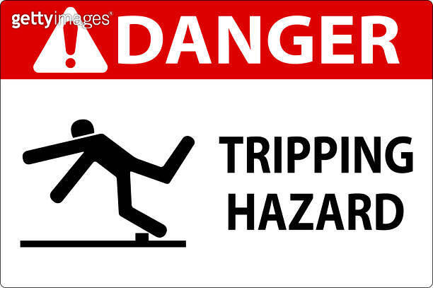 Danger Tripping Hazard Label Sign On White Background 이미지 (1438401522 ...