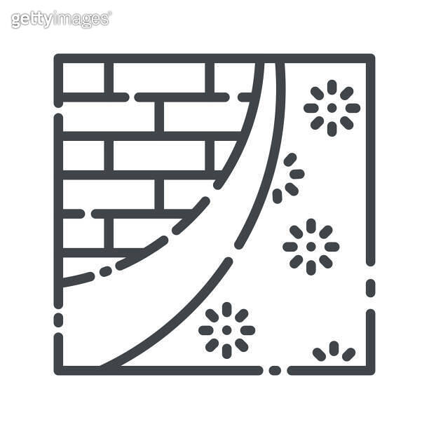 Brick wall finishing line icon isolated . Symbol of construction ...