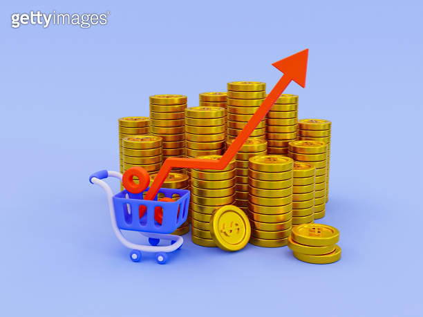 3d minimal The currency is skyrocketing. soaring finances. higher ...