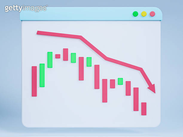 3d stock falling icon. stocks going down and losing profits. 3d ...
