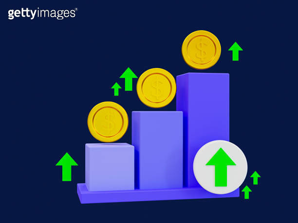 3d minimal The currency is skyrocketing. soaring finances. higher ...