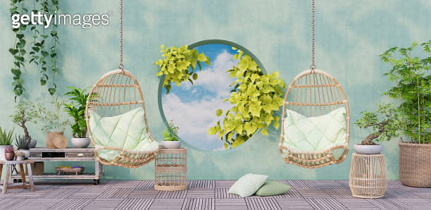 Modern Concept outdoor interior design of terrace in relaxing backyard ...