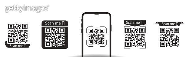 QR code set. Scan qr code icon. Template scan me Qr code for smartphone. QR code for mobile app ...