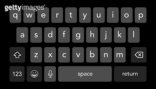 Smartphone keyboard. Mobile phone black screen keypad with english ...