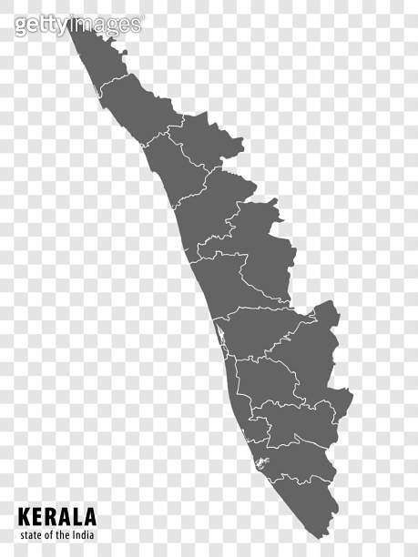 Blank map State Kerala of India. High quality map Kerala with ...