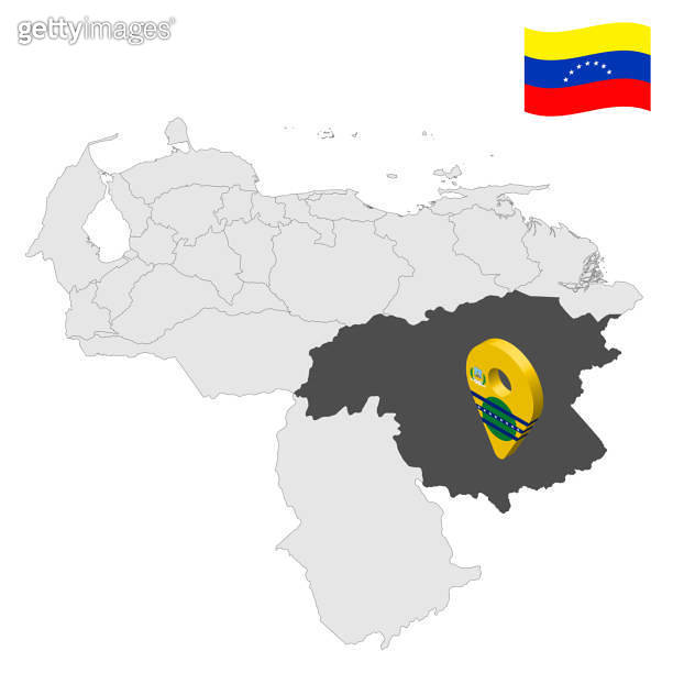Location Bolivar State on map Venezuela. 3d location sign similar to ...