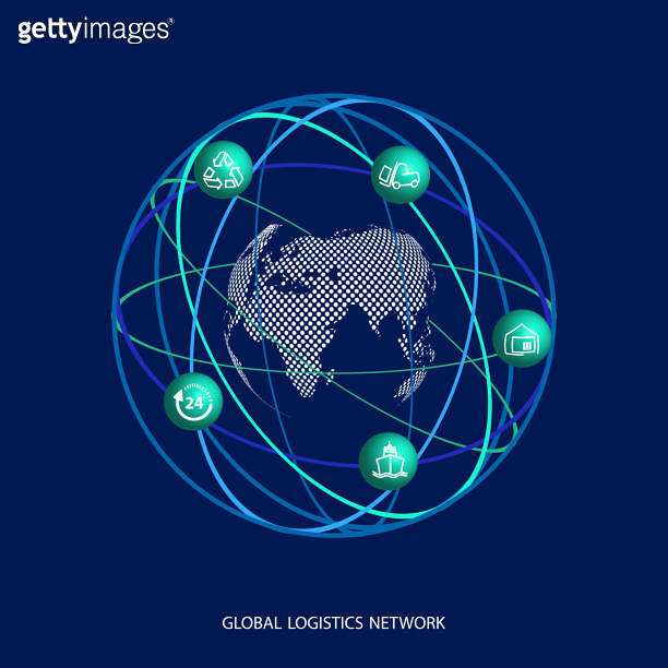 Global logistics network. Map global logistics partnership connection ...