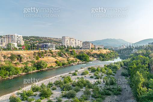 View of Moraca river and capital of Montenegro, Podgorica. (1408282493 ...