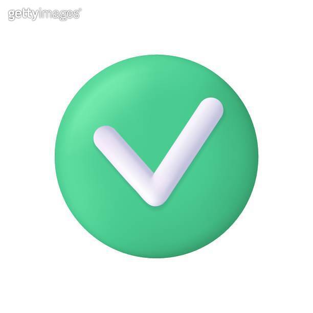 Check mark. 3d icon. 3d green check mark. Tick for right, correct and ...