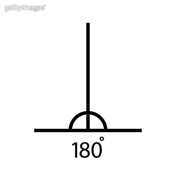 180 degree angle. Icon of right angle with 180 degree. Symbol of ...