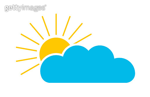 Cloud with sun. Weather forecast icon. Flat sun with cloud. Sunny ...