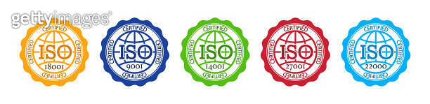 ISO icons. Stamps of certified, standard and accredited. 9001 badge certificate quality. Seals ...
