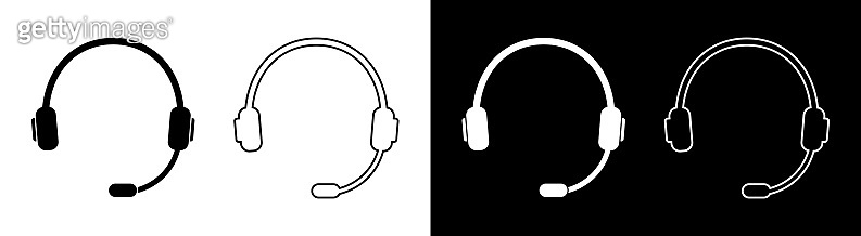 Headset of call center. Headphone with microphone. Line icon for ...