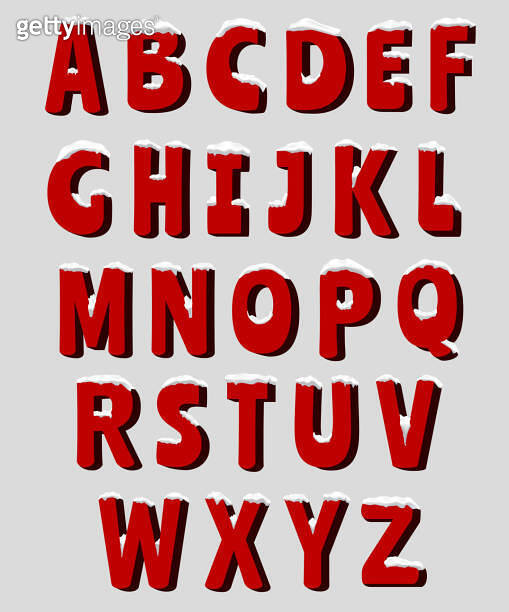 Vector winter alphabet with snow. Abc letters, snowy font, icy font ...