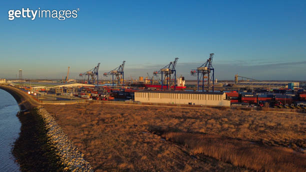 Aerial view of Port of Hull architecture, Hull, Yorkshire, England ...