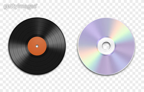 Vector modern and old disc on isolated transparent background ...