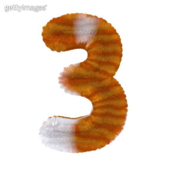 Orange Tabby Cat Themed Font Number 3 (1386998107) 일러스트, 무료 일러스트 - 게티이미지뱅크