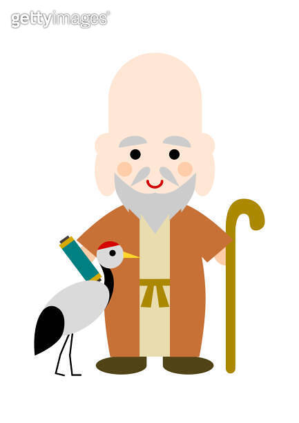 Illustration Of Fukurokuju One Of The Seven Lucky Gods In Japan