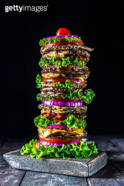 Big tall beef burger with lettuce, tomato, onion and pickles. 이미지 ...