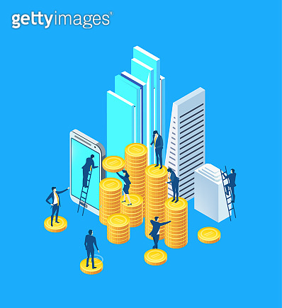 Money, banking, investment strategy and financial advisory I isometric ...